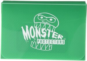 monster protectors magnetic double deck box - green, holds 150 gaming tcgs, self-locking closure, compatible w standard & smaller size gaming trading cards, removable construction