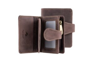 visconti hunter 715 mens bifold wallet with zippered coin purse in oil leather (brown)