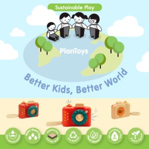 PlanToys My First Camera Toddler Toys with Adjustable Kaleidoscope Lens and Clickable Shutter, Sustainably-Made with Non Toxic Materials for Safe Pretend Play