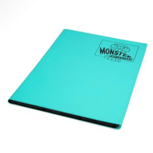 Monster 9 Pocket Trading Card Binder - Matte Teal Album, Anti-Theft & Anti-Drop TCG Protection w Side Loading Padded Pockets, Double Sided, Holds 360 Cards, Sports, Gaming, Kpop, Christmas Gift