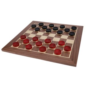 WE Games Old School Red and Black Wooden Checkers Set -12 in.