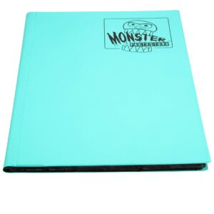 Monster 9 Pocket Trading Card Binder - Matte Teal Album, Anti-Theft & Anti-Drop TCG Protection w Side Loading Padded Pockets, Double Sided, Holds 360 Cards, Sports, Gaming, Kpop, Christmas Gift