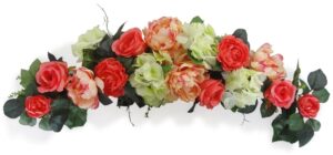 vgia 32" rose/peony swags - floral swags wall decor for wedding party home garden, wedding arch garden wall decoration, weddings, coral, pink