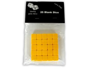 25 blank yellow dice 16mm