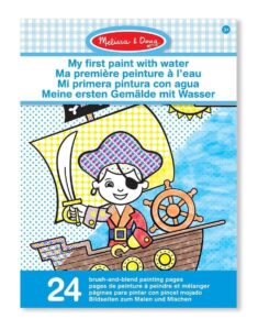 melissa & doug my first paint with water kids' art pad with paintbrush - pirates, space, construction, and more