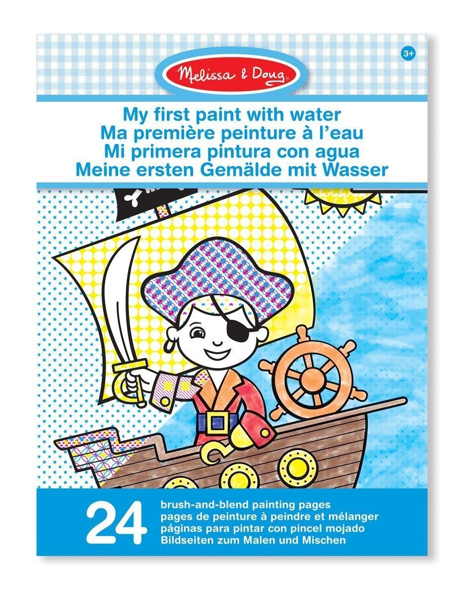 Melissa & Doug My First Paint with Water Kids' Art Pad with Paintbrush - Pirates, Space, Construction, and More