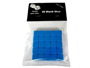 25 blank blue dice 16mm