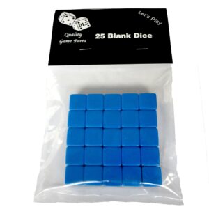 25 Blank Blue Dice 16MM