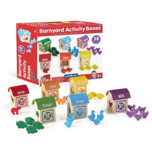 guidecraft barnyard activity boxes -21 colorful animal blocks, kids preschool learning and development toy