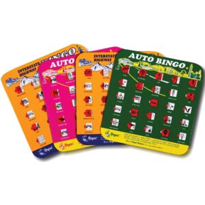 regal games finger-tip shutter bingo cards with sliding windows - interstate bingo & auto bingo game - assorted colors travel bingo game set kids - reusable, no chips & daubers needed - 4 packs