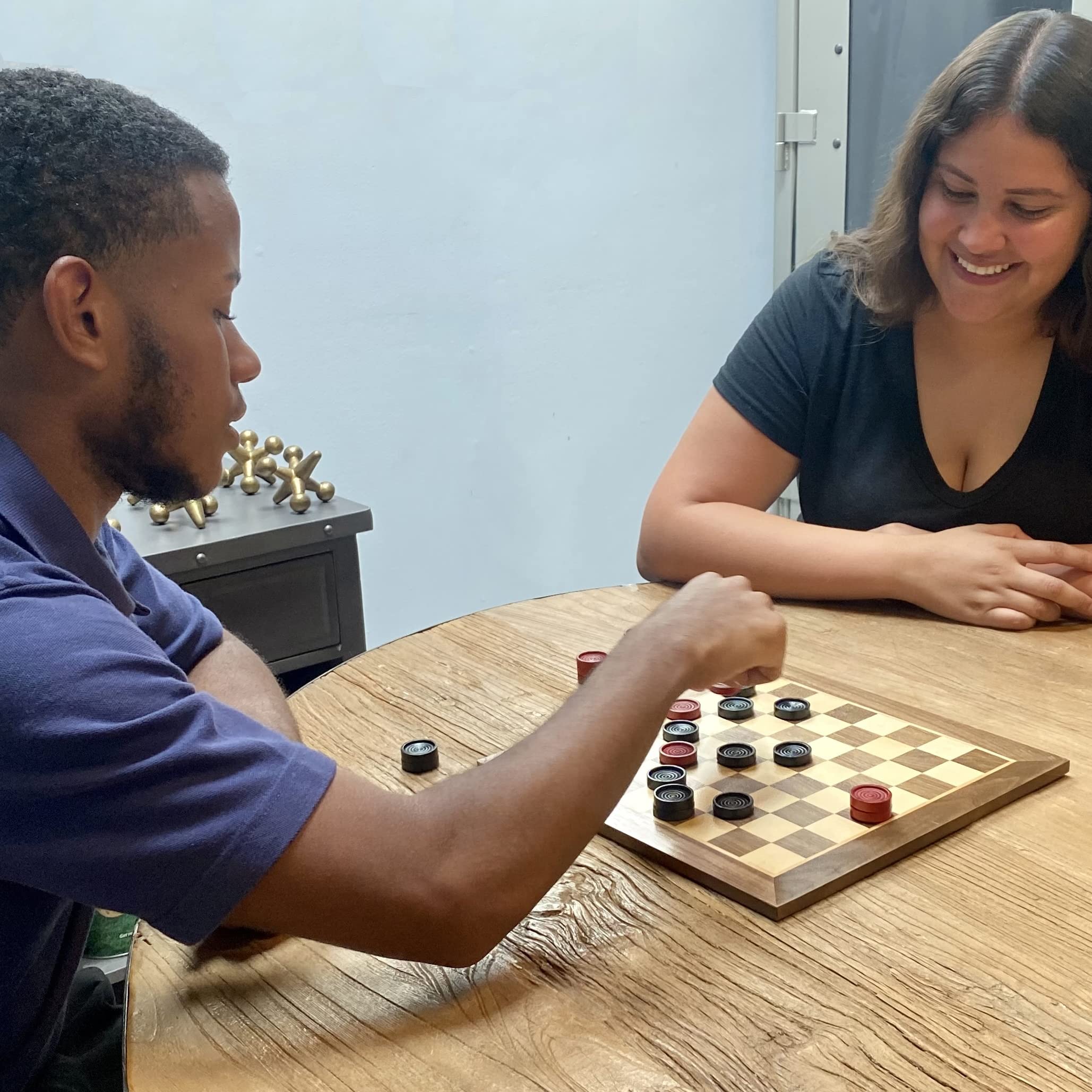 WE Games Old School Red and Black Wooden Checkers Set -12 in.