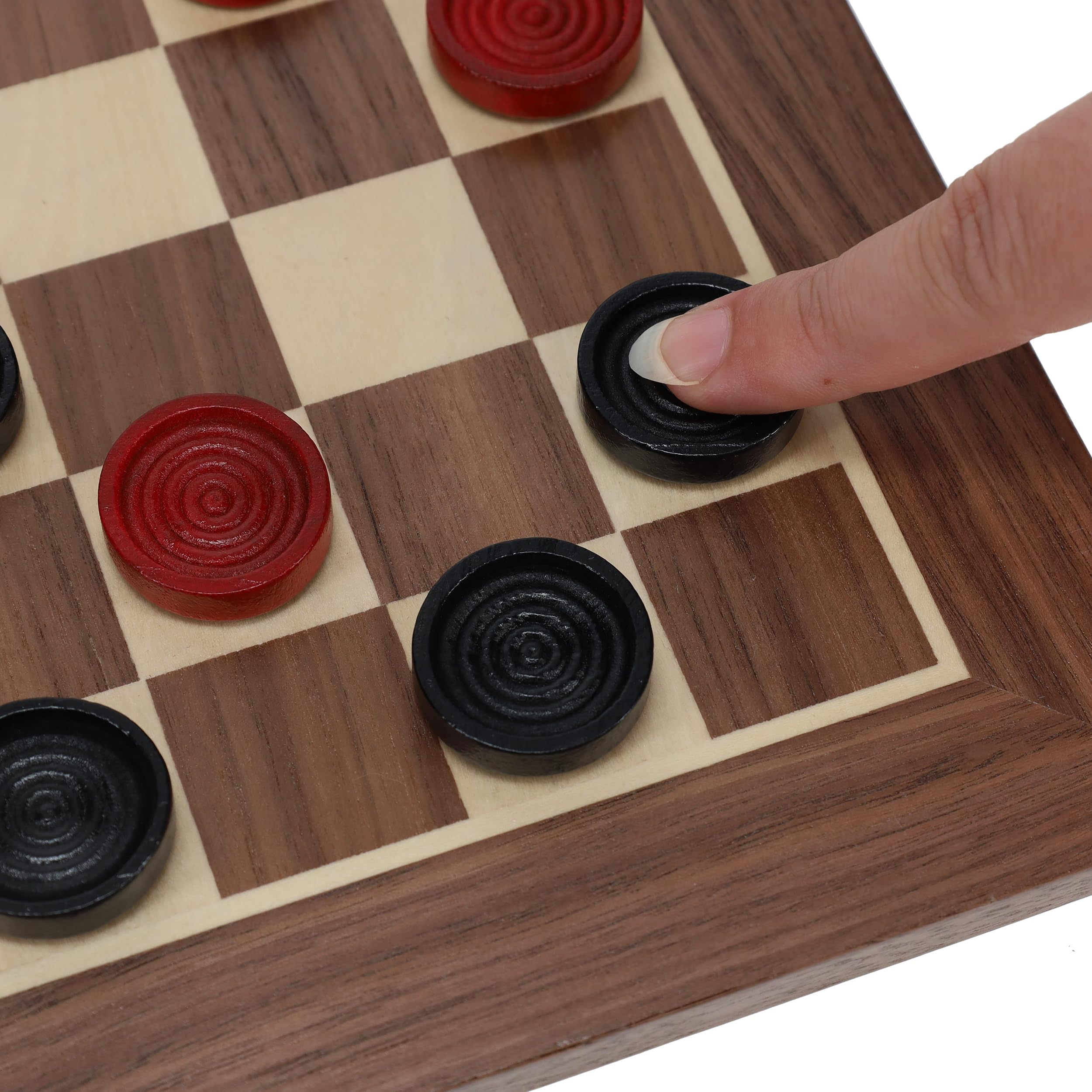 WE Games Old School Red and Black Wooden Checkers Set -12 in.