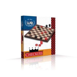 WE Games Old School Red and Black Wooden Checkers Set -12 in.