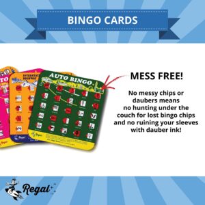 Regal Games Finger-Tip Shutter Bingo Cards with Sliding Windows - Interstate Bingo & Auto Bingo Game - Assorted Colors Travel Bingo Game Set Kids - Reusable, No Chips & Daubers Needed - 4 Packs