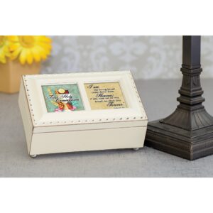 Cottage Garden First Communion Living Bread Matte Ivory Jewelry Music Box Plays Ave Maria