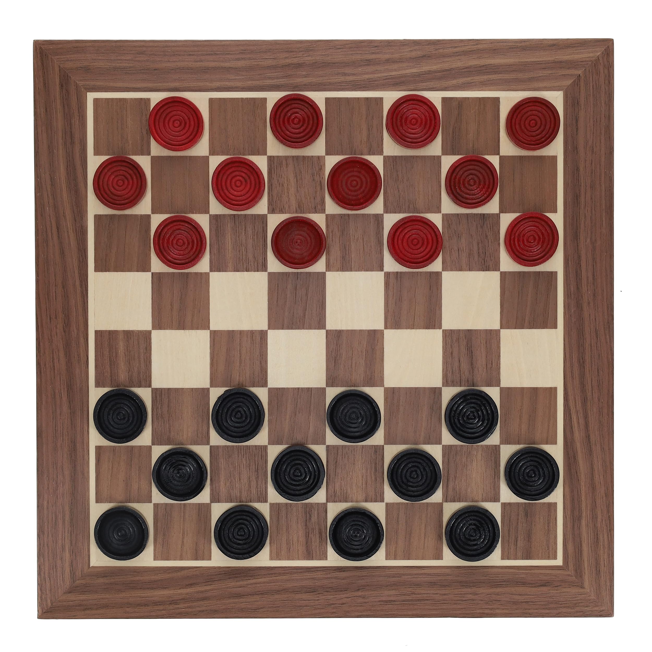 WE Games Old School Red and Black Wooden Checkers Set -12 in.