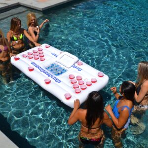 GoPong Original Pool Party Barge Floating Beer Pong Table with Cooler and Cup Holders