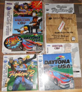 sega saturn 3 free games promo nib (virtua fighter 2/virtua cop/daytona usa)