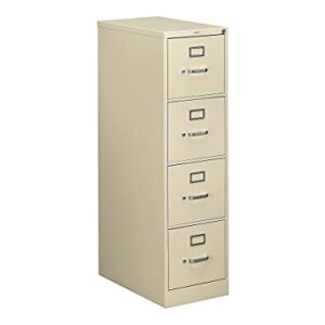 Hon 510 Series Ltr-size 4-drawer Vert. File w/Lock-4-Drawer Letter File, Vertical, 15"x25"x52", Light Gray