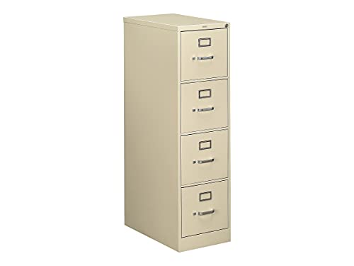 Hon 510 Series Ltr-size 4-drawer Vert. File w/Lock-4-Drawer Letter File, Vertical, 15"x25"x52", Light Gray