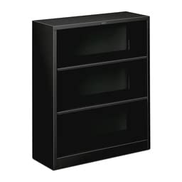 wholesale case of 2 - hon steel bookcases-3 shelf metal bookcase, 34-1/2"wx12-5/8"dx41"h, black