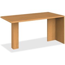 hon 10700 series prestigious laminate peninsula desk with end panel, harvest cherry