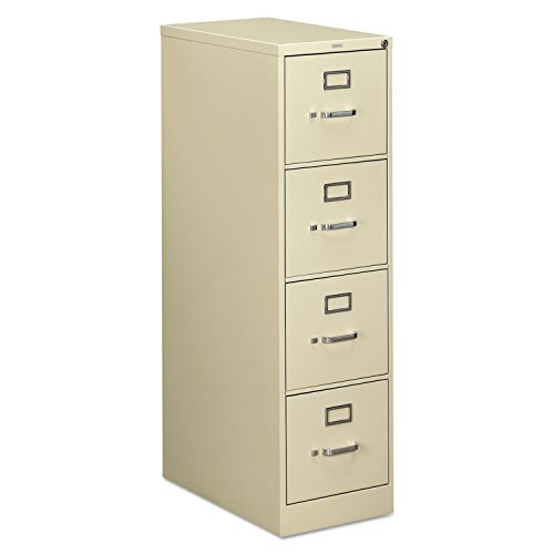 Hon 510 Series Ltr-size 4-drawer Vert. File w/Lock-4-Drawer Letter File, Vertical, 15"x25"x52", Light Gray