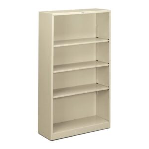 hon steel bookcases-4 shelf metal bookcase, 34-1/2"wx12-5/8"dx59"h, putty