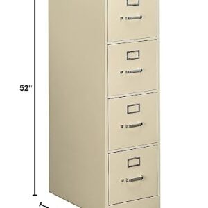 Hon 510 Series Ltr-size 4-drawer Vert. File w/Lock-4-Drawer Letter File, Vertical, 15"x25"x52", Light Gray