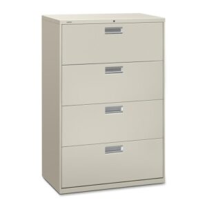 hon 600 series standard lateral files w/locks-4 drawer lateral file w/lock, 36"x19-1/4"x53-1/4", putty