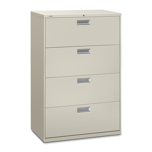 HON 600 Series Standard Lateral Files w/Locks-4 Drawer Lateral File W/Lock, 36"x19-1/4"x53-1/4", Putty