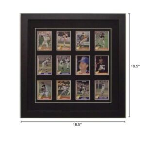 Trading Card Display Frame for 12 Standard Trading Cards - Black Frame with Black (White Trim) Mat