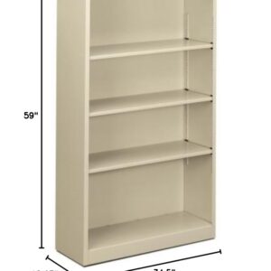 HON Steel Bookcases-4 Shelf Metal Bookcase, 34-1/2"Wx12-5/8"Dx59"H, Putty