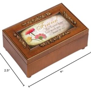 Cottage Garden Friend Woodgrain Embossed Petite Rose Music Box Plays What Friends are for