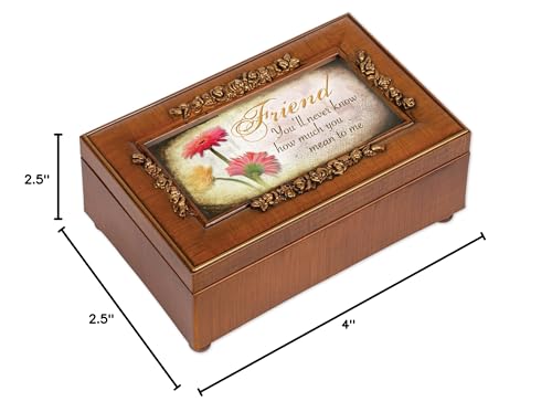 Cottage Garden Friend Woodgrain Embossed Petite Rose Music Box Plays What Friends are for