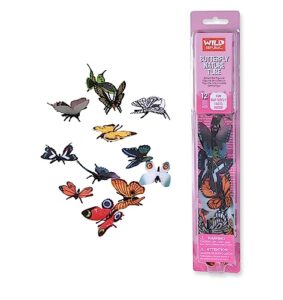 wild republic butterfly nature tube, insect figurines tube, nature toys, kids gifts, 12-piece,multicolor,1.5" to 3"