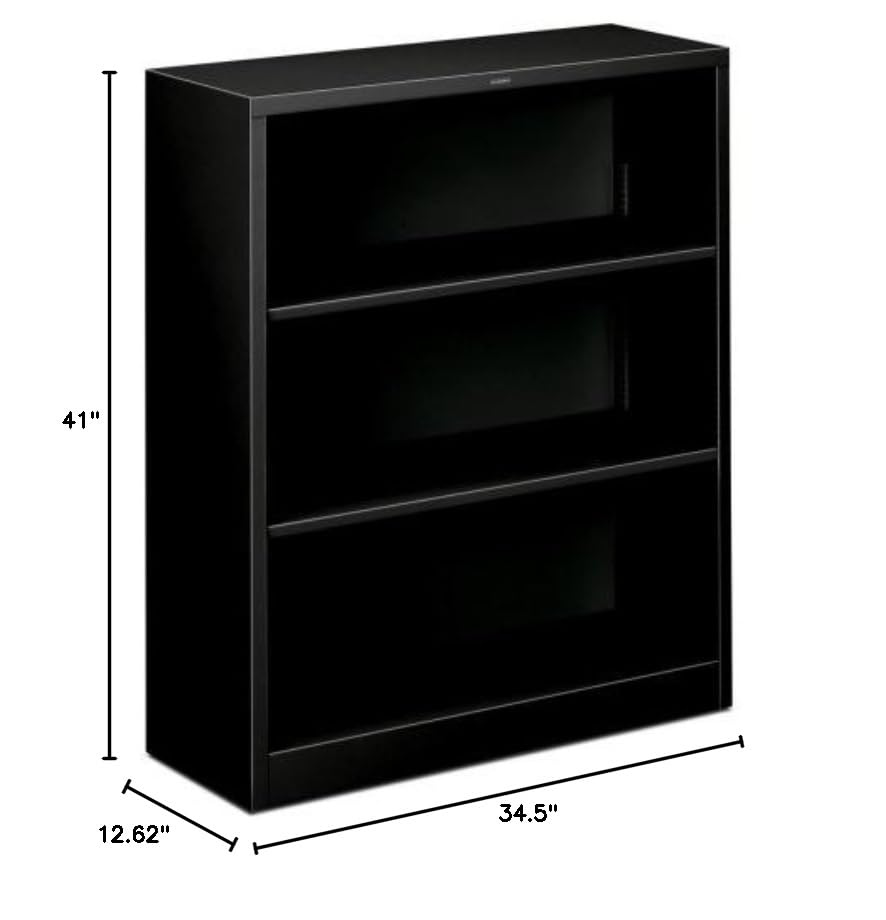 Wholesale CASE of 2 - HON Steel Bookcases-3 Shelf Metal Bookcase, 34-1/2"Wx12-5/8"Dx41"H, Black