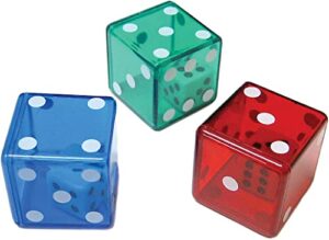 teacher created resources® dice within dice, pack of 9,red, green, blue, white, 1"