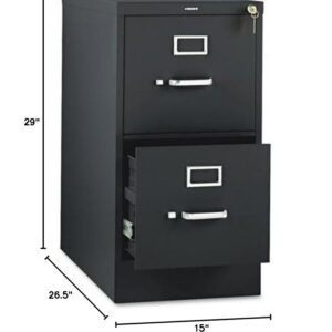 HON 310 Series Vertical Files w/Locks-2 Drawer File, Vertical, Letter, 15"x26-1/2"x29", Black