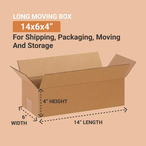 Aviditi 14 x 6 x 4 Corrugated Cardboard Boxes, Long 14"L x 6"W x 4"H, Pack of 25 | Shipping, Packaging, Moving, Storage Box for Home or Business, Strong Wholesale Bulk Boxes