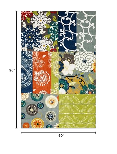 Mohawk Home New Wave Secret Garden Patchwork Printed Area Rug, 5'x8', Multicolor