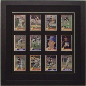 Trading Card Display Frame for 12 Standard Trading Cards - Black Frame with Black (White Trim) Mat