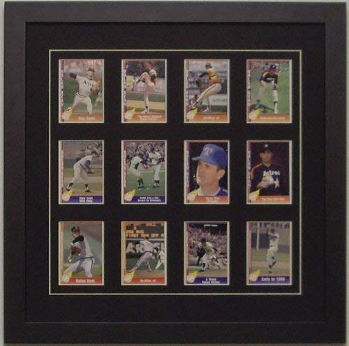 Trading Card Display Frame for 12 Standard Trading Cards - Black Frame with Black (White Trim) Mat