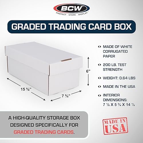 BCW 1ct Graded Shoe Box | Cardboard Card Storage Box Holds 300 3x4 Toploaders | 100 Graded Cards | PSA, BGS, SGC Compatible | Sports Card Storage Box