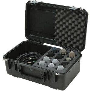 SKB Music iSeries Waterproof 12-Mic Case with Storage Compartment with PE Foam Interior