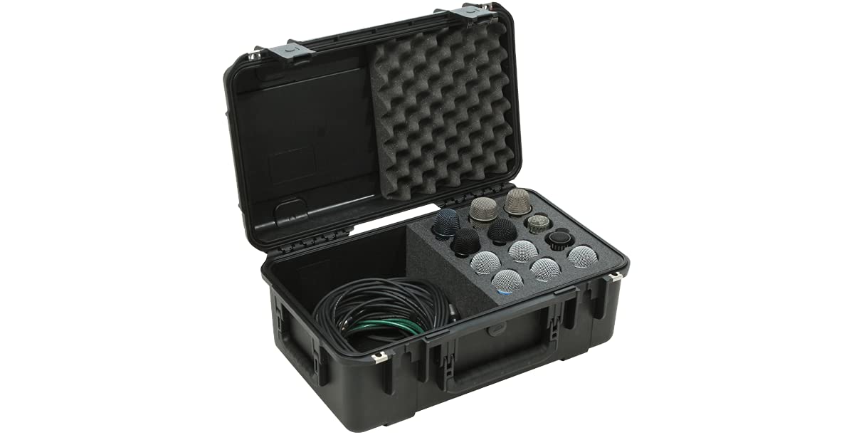 SKB Music iSeries Waterproof 12-Mic Case with Storage Compartment with PE Foam Interior