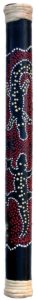 bamboo rainstick with painted aboriginal design, 24 inches long