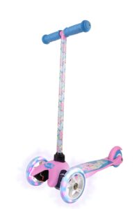 peppa pig self balancing kick scooter with light up wheels, extra wide deck, 3 wheel platform, foot activated brake, 75 lbs limit, kids & toddlers girls or boys, for ages 3 and up