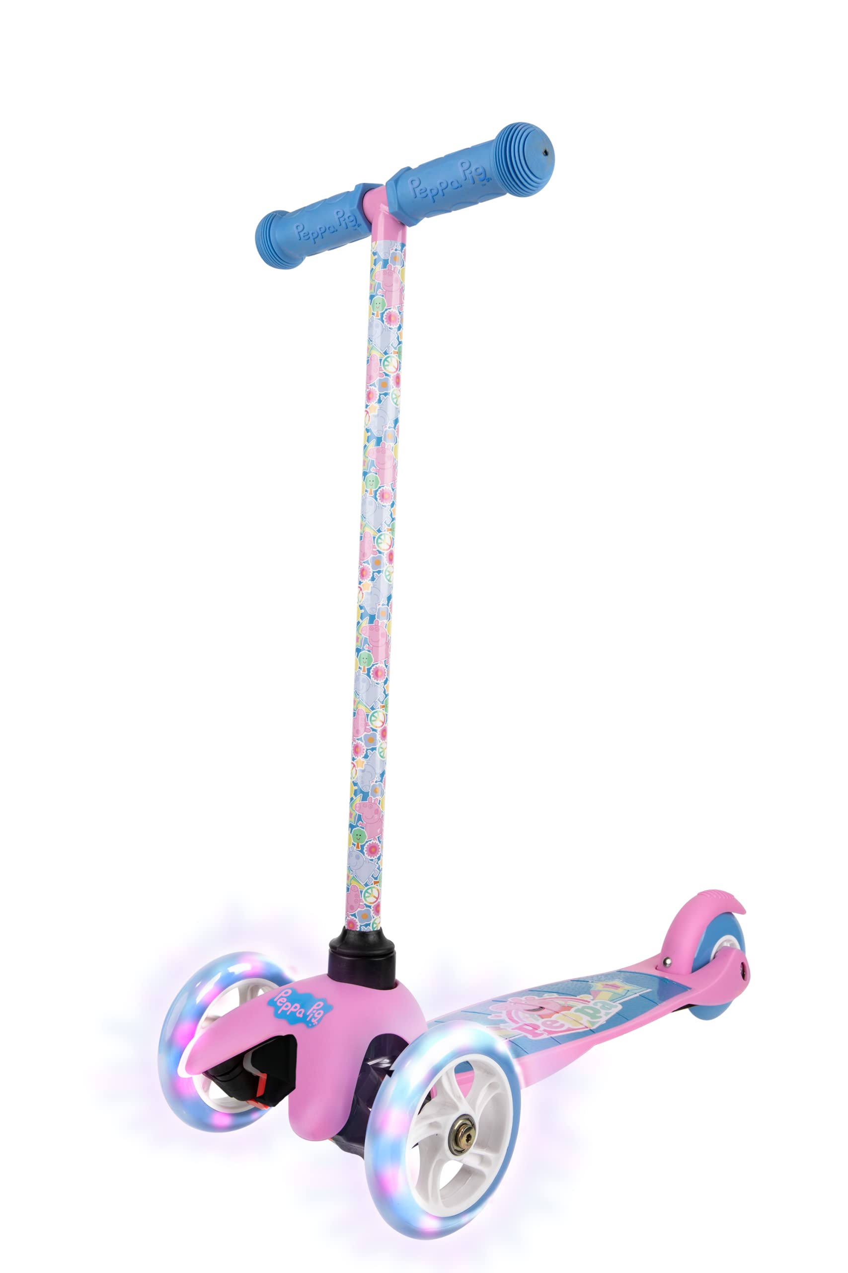 Peppa Pig Self Balancing Kick Scooter with Light Up Wheels, Extra Wide Deck, 3 Wheel Platform, Foot Activated Brake, 75 lbs Limit, Kids & Toddlers Girls or Boys, for Ages 3 and Up