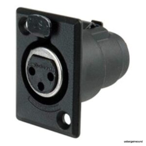 switchcraft d3fb 3-pin female xlr panel mount plug, black finish